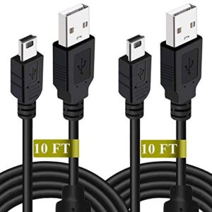 Drimoor 2 Pack 10ft PS3 Controller Charger Cable - Magnetic Ring Mini USB Data Charging Cord for PS Move Playstation 3 Wireless Controller, TI84 Plus CE, Digital Camera