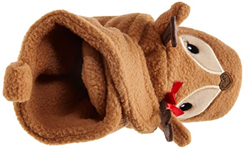 Hudson Baby unisex child Baby Cozy Fleece Booties With Non Skid Bottom, Girl Reindeer Casual Sock, Girl Reindeer, 18-24 Months Toddler US