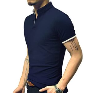 LOGEEYAR Mens Fashion Polo Shirt Short/Long-Sleeve Slim Fit Henley T-Shirts Pique Cotton Clothes