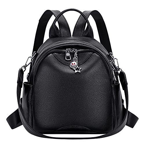 ALTOSY Soft Genuine Leather Backpack for Women Small Convertible Backpack Purse Shoulder Bag for Ladies (S97 Black)