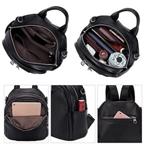 ALTOSY Soft Genuine Leather Backpack for Women Small Convertible Backpack Purse Shoulder Bag for Ladies (S97 Black)