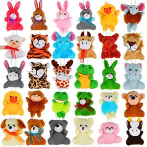 aitbay 30 pack mini plush animals toys set, cute small stuffed animal keychain set for party favors, goodie bag fillers, carnival prizes, classroom rewards, kids valentine gift easter egg filter