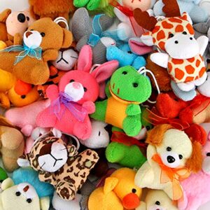 Aitbay 30 Pack Mini Plush Animals Toys Set, Cute Small Stuffed Animal Keychain Set for Party Favors, Goodie Bag Fillers, Carnival Prizes, Classroom Rewards, Kids Valentine Gift Easter Egg Filter