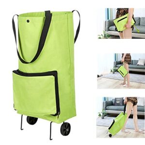 foldable shopping cart folding shopping bag portable hand-held collapsible sundries bag wheeled folding shopping cart collapsible food bag with wheels, green