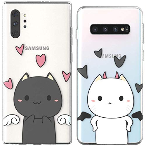 Toik Matching Couple Cases for Apple iPhone 11 Pro Xs Max Xr 10 X 8 Plus 7 6s 5s SE Soulmate Lightweight Angel Devil Cats BFFs Boyfriend TPU Print Gift Anniversary Kawaii Protective Girly Cute