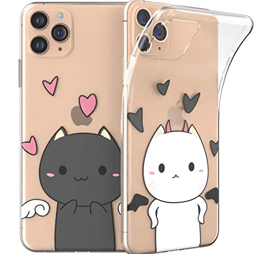 Toik Matching Couple Cases for Apple iPhone 11 Pro Xs Max Xr 10 X 8 Plus 7 6s 5s SE Soulmate Lightweight Angel Devil Cats BFFs Boyfriend TPU Print Gift Anniversary Kawaii Protective Girly Cute