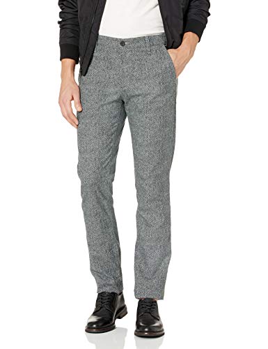 AG Adriano Goldschmied Men's The Marshall Slim Fit Stretch Moleskin Chino Pant, Civil Herringbone Pure Black, 36