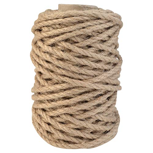 Topbuti 5mm Natural Jute Twine 100 Feet Braided Jute Rope, Crafting Twine String Thick Twine for DIY Artwork, Christmas Twine, Gift Wrapping, Gardening Applications