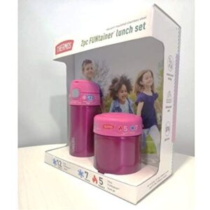 Thermos FUNtainer Lunch Set Bottle and Food Jar for Kids BPA Free Dishwasher Safe, 2 PC (Pink, 2 PC Set)