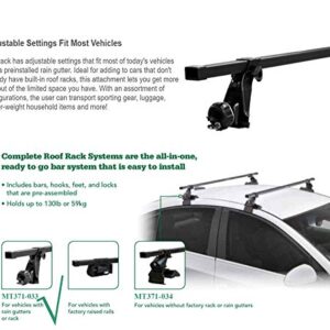 HTTMT- MT371-033- All-In-One SR1001 56" ROOF RACK SYSTEM Compatible With Most VEHICLES RAIN GUTTERS 130 LB CAPACITY [See Fitment]