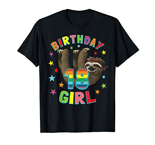 Girl 18th Birthday Sloth 18 Year Old B-day Party Women T-Shirt