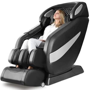 massage chair,zero gravity sl track massage chairs, full body shiatsu massage chair recliner with space saving, auto body detection, thai stretching, bluetooth speaker, heat, foot roller (black)