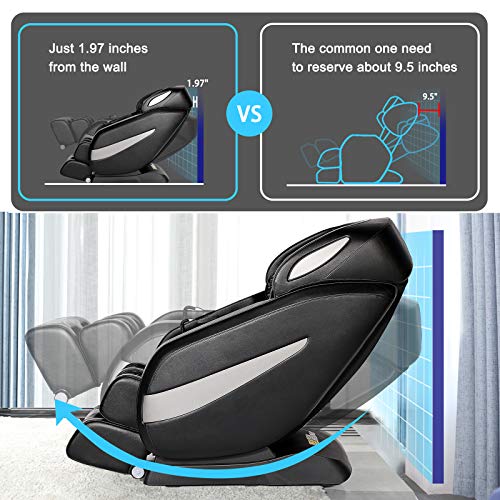 Massage Chair,Zero Gravity SL Track Massage Chairs, Full Body Shiatsu Massage Chair Recliner with Space Saving, Auto Body Detection, Thai Stretching, Bluetooth Speaker, Heat, Foot Roller (Black)