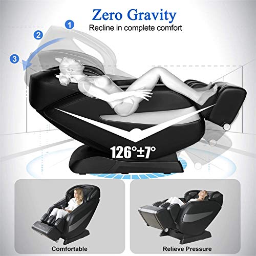 Massage Chair,Zero Gravity SL Track Massage Chairs, Full Body Shiatsu Massage Chair Recliner with Space Saving, Auto Body Detection, Thai Stretching, Bluetooth Speaker, Heat, Foot Roller (Black)