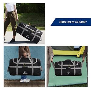 REDCAMP Foldable Duffle Bag with Wheels 120L 30", 1680D Oxford Collapsible Extra Large Duffel Bag with Rollers for Camping Travel Gear, Black