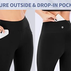 Ewedoos Yoga Pants with Pockets for Women Flare Yoga Pants Women Bootcut High Waisted Work Pants with 3 Pockets Workout Black