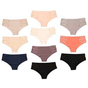 Pretty Sweet Basics Women’s Laser Cut Bikini Cheeky Hipster Panties, Pack of 10