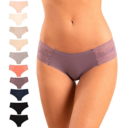 Pretty Sweet Basics Women’s Laser Cut Bikini Cheeky Hipster Panties, Pack of 10