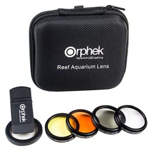 orphek coral lens – kit for all smartphones – 4 lens included: macro, cpl 37mm polarized, 15,000k orange, 20,000k yellow – universal phone clip – lens made of glass – for better photography