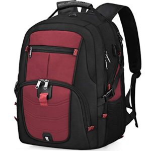 nubily laptop backpack 17 inch waterproof extra large tsa travel backpack anti theft college business mens backpacks with usb charging port 17.3 gaming computer backpack for women men red 45l