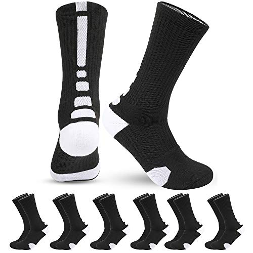 boruizhen Men's Athletic Crew Socks basketball Socks Sport Compression Cushion Socks for Running and Training (6 Pairs)