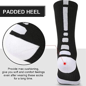 boruizhen Men's Athletic Crew Socks basketball Socks Sport Compression Cushion Socks for Running and Training (6 Pairs)