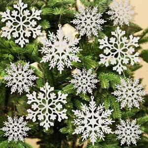 36pcs christmas white snowflake ornaments plastic glitter snow flakes ornaments for winter christmas tree decorations size varies craft snowflakes