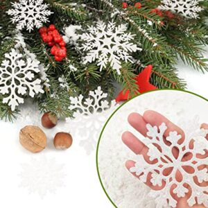 36pcs Christmas White Snowflake Ornaments Plastic Glitter Snow Flakes Ornaments for Winter Christmas Tree Decorations Size Varies Craft Snowflakes