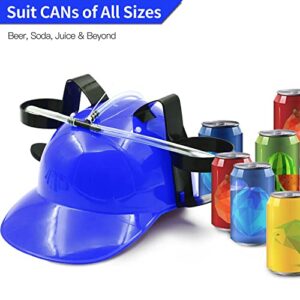 Novelty Place Drinking Helmet - Adjustable Can Holder Cap Drinker Favor Hat - Straw for Beer Soda - Party Fun Beverage Gadgets(Blue)