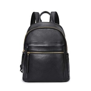 kattee genuine leather backpack purse for women multi-functional elegant daypack soft leather shoulder bag office, shopping, trip - black