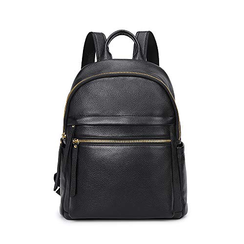 Kattee Genuine Leather Backpack Purse for Women Multi-functional Elegant Daypack Soft Leather Shoulder Bag Office, Shopping, Trip - Black