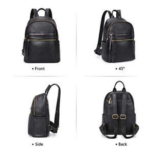 Kattee Genuine Leather Backpack Purse for Women Multi-functional Elegant Daypack Soft Leather Shoulder Bag Office, Shopping, Trip - Black