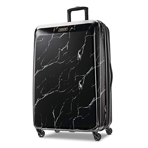 American Tourister Moonlight Hardside Expandable Luggage with Spinner Wheels, Black Marble, Checked-Large 28-Inch