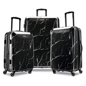 American Tourister Moonlight Hardside Expandable Luggage with Spinner Wheels, Black Marble, Checked-Large 28-Inch