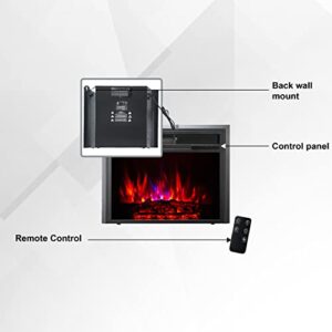 XBrand Insert Fireplace Heater w/Remote Control and LED Flame Effect, 32 Inch Long, Black