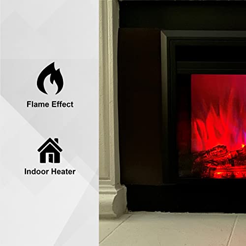 XBrand Insert Fireplace Heater w/Remote Control and LED Flame Effect, 32 Inch Long, Black