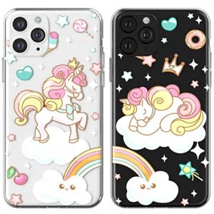 Toik Matching Couple Cases for Apple iPhone 11 Pro Xs Max Xr 10 X 8 Plus 7 6s 5s SE Cover Dream Boyfriend Anniversary Pretty Unicorns Cute Rainbow Silicone Girlfriend Apple Lightweight Sweets Print