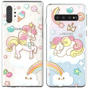 Toik Matching Couple Cases for Apple iPhone 11 Pro Xs Max Xr 10 X 8 Plus 7 6s 5s SE Cover Dream Boyfriend Anniversary Pretty Unicorns Cute Rainbow Silicone Girlfriend Apple Lightweight Sweets Print