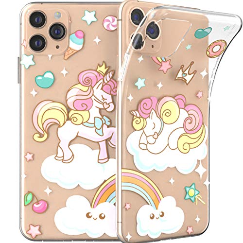 Toik Matching Couple Cases for Apple iPhone 11 Pro Xs Max Xr 10 X 8 Plus 7 6s 5s SE Cover Dream Boyfriend Anniversary Pretty Unicorns Cute Rainbow Silicone Girlfriend Apple Lightweight Sweets Print