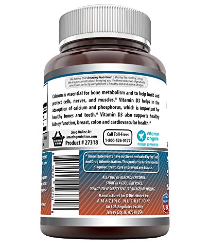 Amazing Formulas Calcium with Vitamin D3 250 Tablets Supplement | Non-GMO | Gluten Free | Made in USA