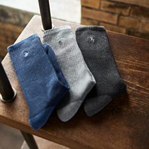 POLO RALPH LAUREN Men's Feeder Stripe Casual Crew Socks 3 Pair Pack - Lightweight Cotton Comfort, Blue, 6-12.5