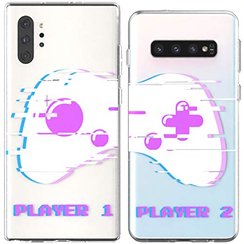 Toik Matching Couple Cases for Apple iPhone 11 Pro Xs Max Xr 10 X 8 Plus 7 6s 5s SE Cover Protective Teen Boyfriend Glitch Art Cute Geek Apple Slim Players BFFs Flexible Gamepad Design Girlfriend