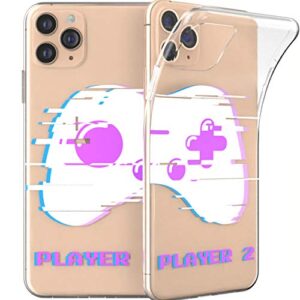 Toik Matching Couple Cases for Apple iPhone 11 Pro Xs Max Xr 10 X 8 Plus 7 6s 5s SE Cover Protective Teen Boyfriend Glitch Art Cute Geek Apple Slim Players BFFs Flexible Gamepad Design Girlfriend