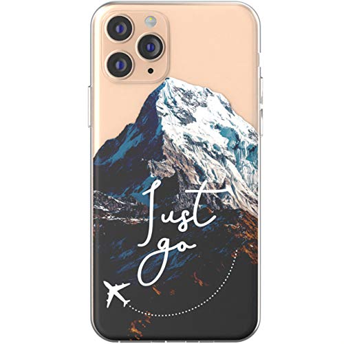 Toik Slim TPU Case for Apple iPhone 11 Pro Xs Max Xr 10 X 8 Plus 7 6s 5s SE Clear Protective Print Lightweight Gift Just Go Flexible Girls Travelling Cover Adventure Plane Women Silicone Mountain