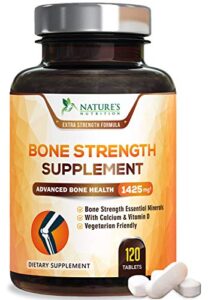 bone supplement with 1000 mg calcium, magnesium, boron, zinc, vitamin d3 and k - dietary supplements for bone strength with calcium citrate and mcha - non-gmo, gluten and soy free - 120 capsules