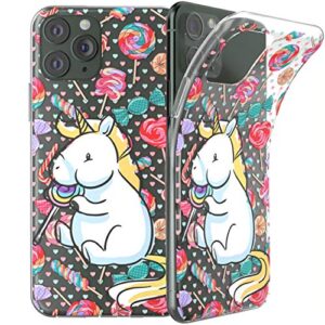 Toik Slim TPU Case for Apple iPhone 11 Pro Xs Max Xr 10 X 8 Plus 7 6s 5s SE Cover Unicorn Protective Cute Print Women Girls Funny Lightweight Clear Sweets Flexible Silicone Gift Design Chubby