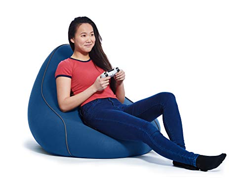 Yogibo Lounger Bean Bag for Adults, Teens, Personal Sized, Single Beanbag Lounge Chair with Raised Back or Gaming, Reading, and Relaxing, Removable, Washable Cover, Blue