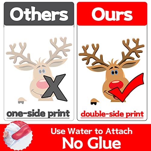 Double-Sided Christmas Window Clings, Window Decorations Stickers for Glass,Adorable Designed Decorative Window Film Christmas Snowflakes Clings with Santa Claus,Reindeer,Snowman,ELF