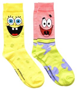 hyp spongebob squarepants and patrick men's crew socks 2 pair pack