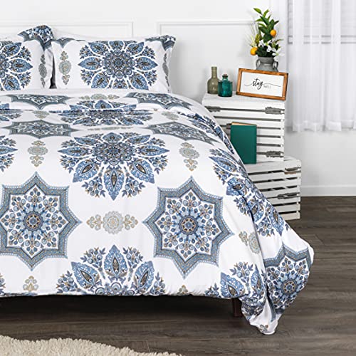 Infinity Collection - Premium Quality, Soft, Wrinkle, Fade, & Stain Resistant, Easy Care, Oversized Duvet Cover Set, King/California King, Blue